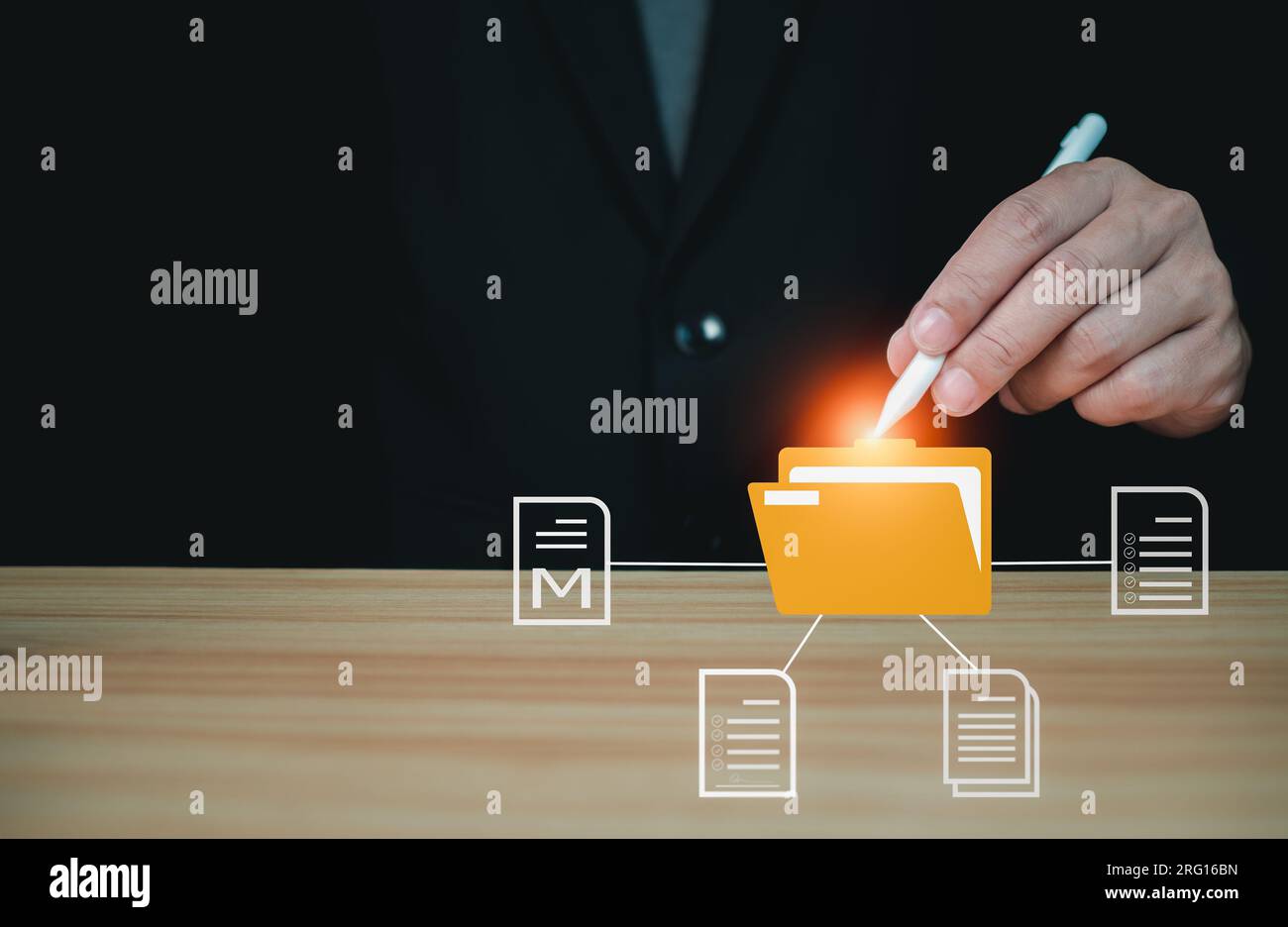 Folder document Management System DMS Open File folder with flying ...