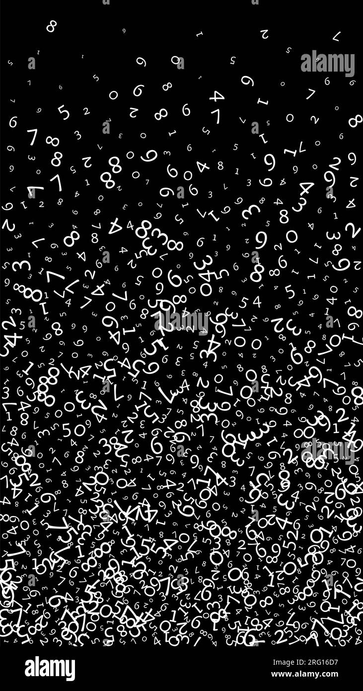 Falling Numbers Big Data Concept Binary White Messy Flying Digits Unique Futuristic Banner On