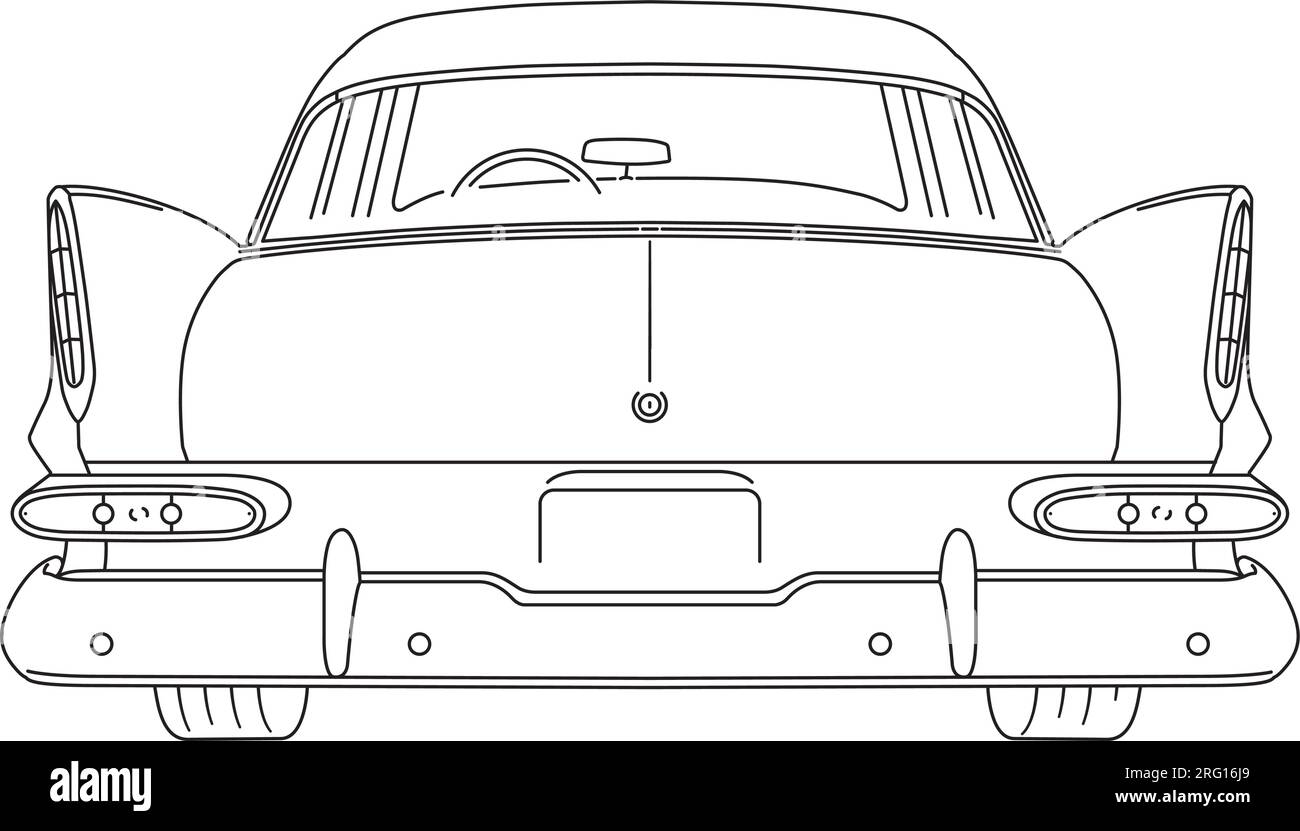 Vintage American Limousine from the late 1950 rear view line art vector ...