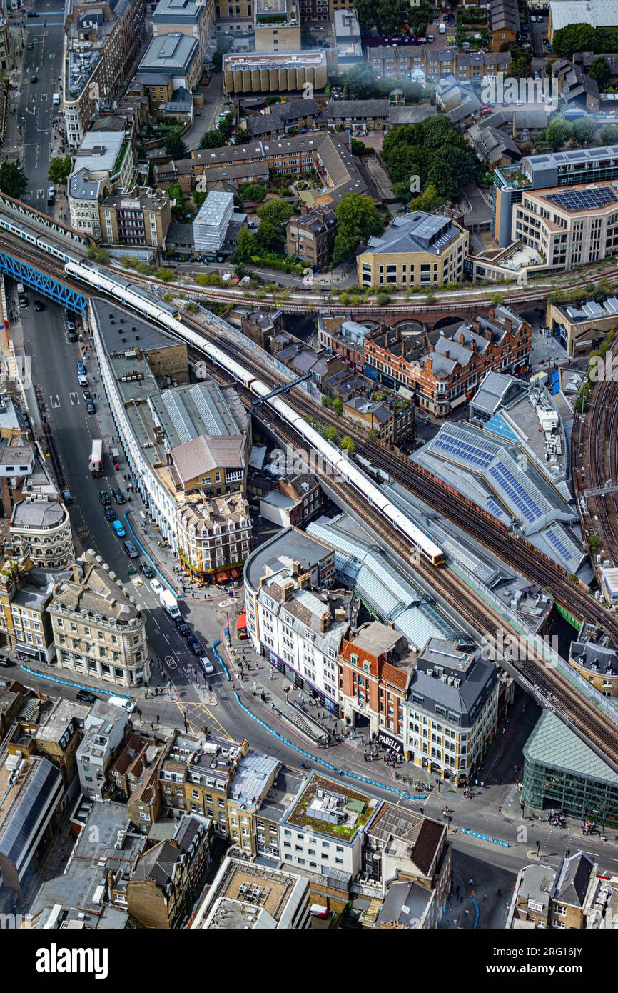 Train traveling across London railway line seen from the View from the ...
