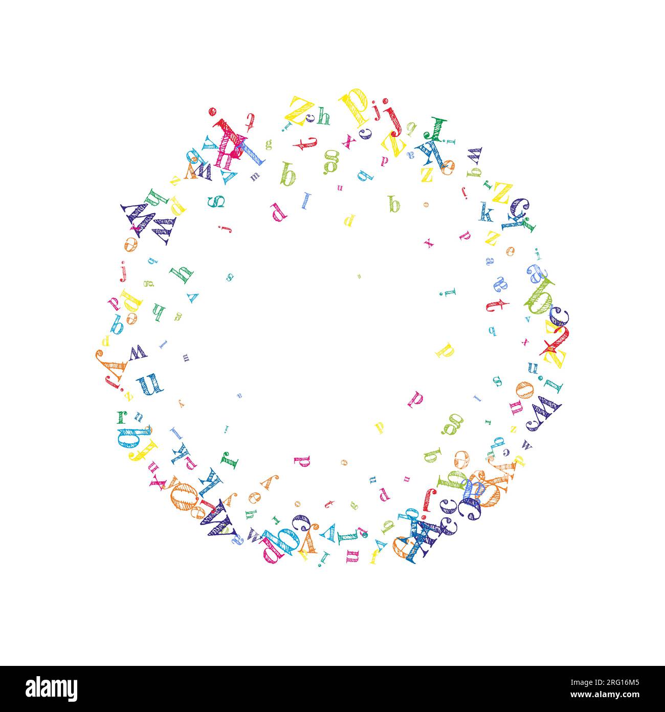 Scattered letters of latin alphabet. Colorful childish floating ...