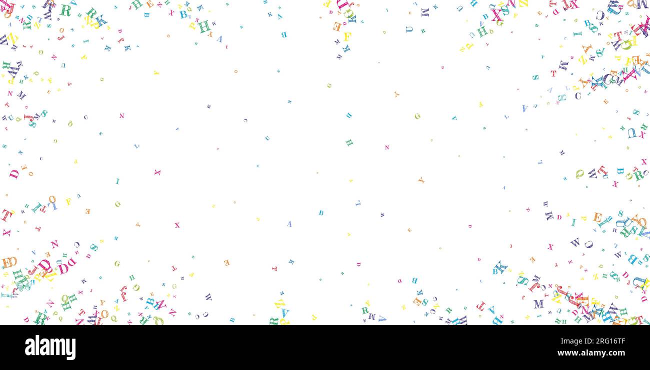 Concept of school background. Colorful childish falling letters of ...
