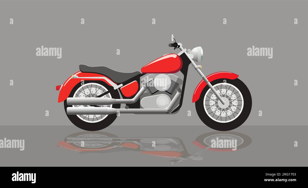 Vector image of a motorcycle reflected on the ground. Chopper. vector ...