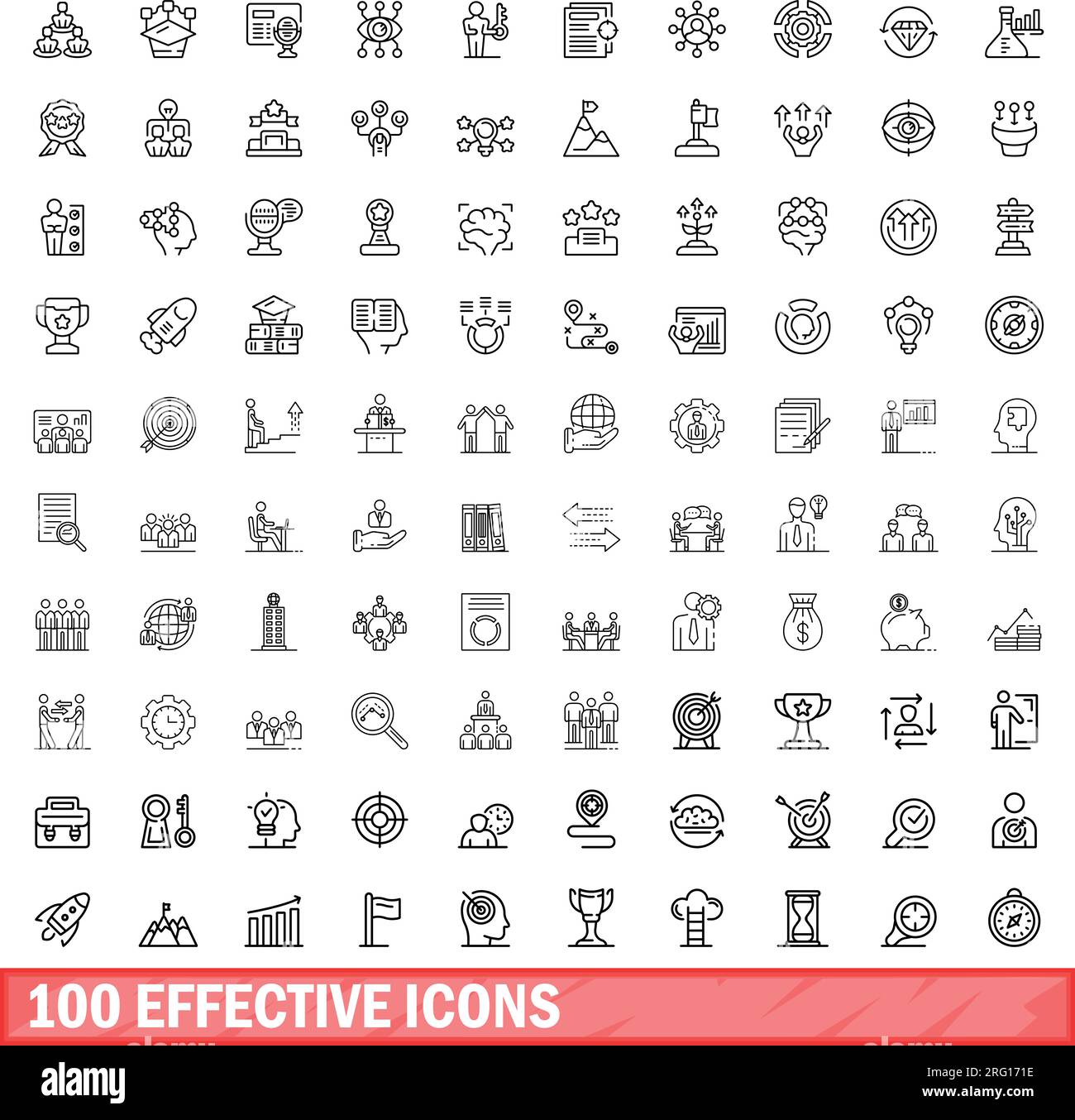 100 effective icons set. Outline illustration of 100 effective icons ...