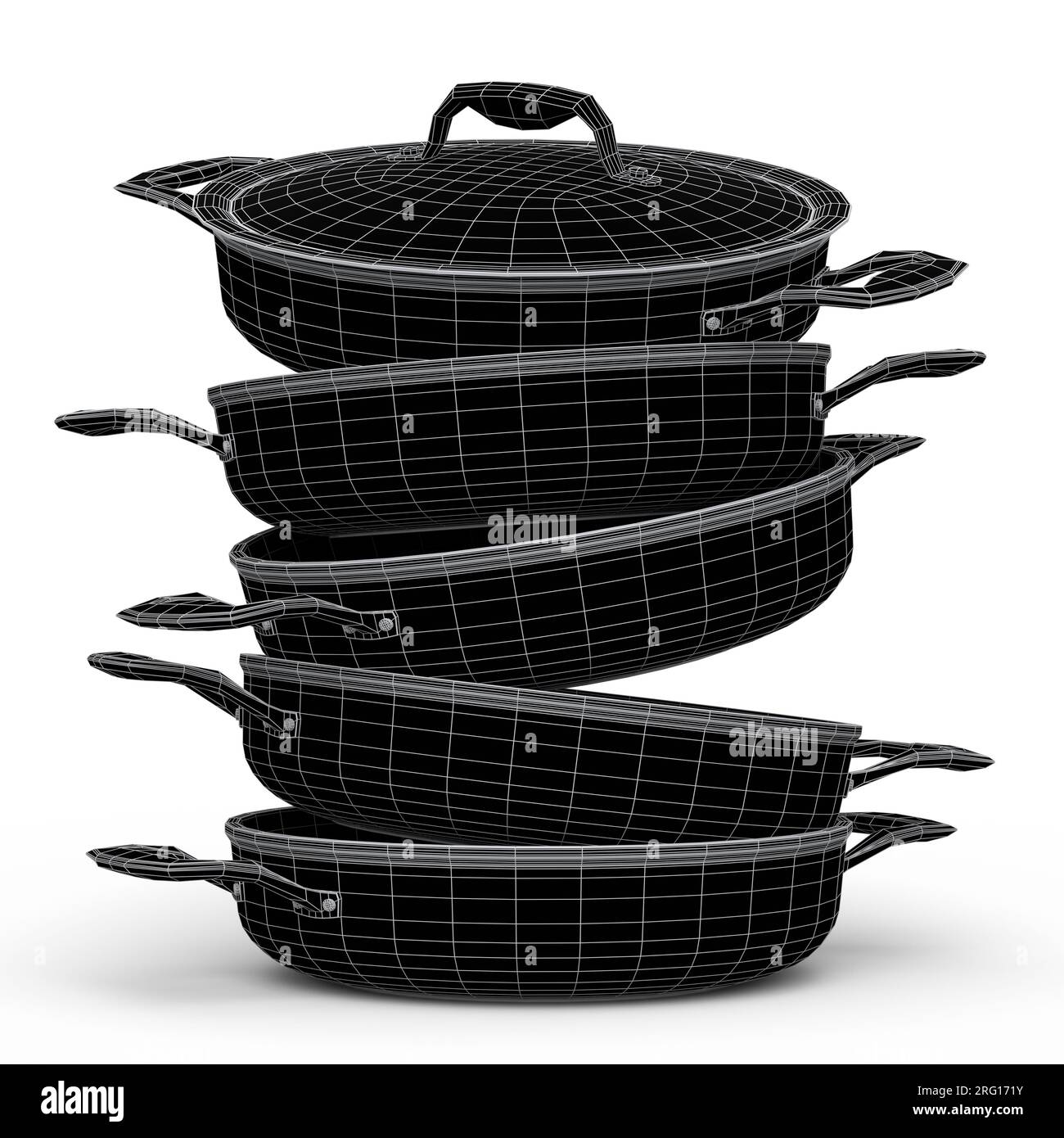 Set of stainless steel stewpot, frying pan and chrome plated cookware ...