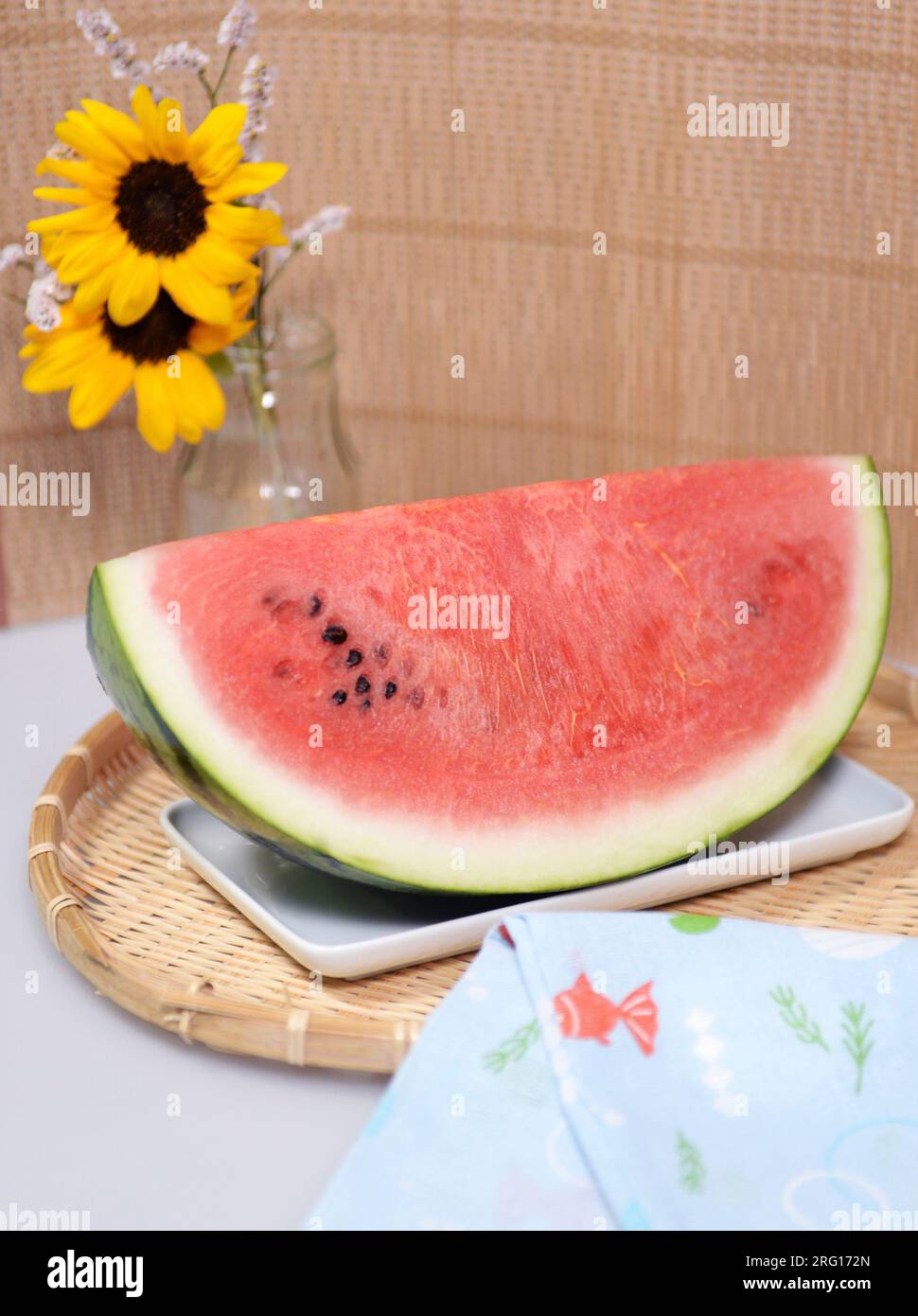 A photo shows watermelon in Chiyoda Ward, Tokyo on August 3, 2023. In ...