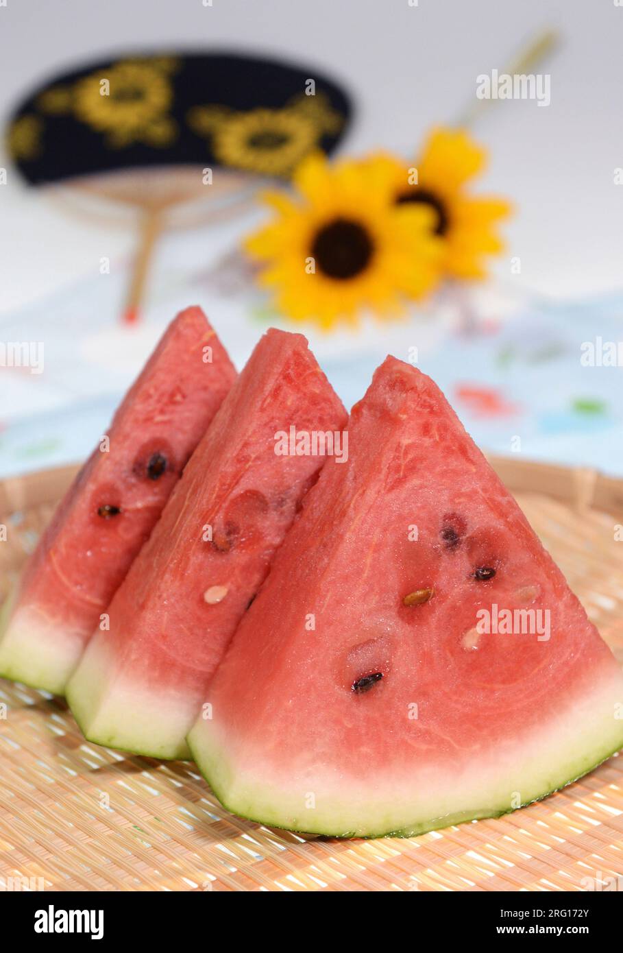 A photo shows watermelon in Chiyoda Ward, Tokyo on August 3, 2023. In ...