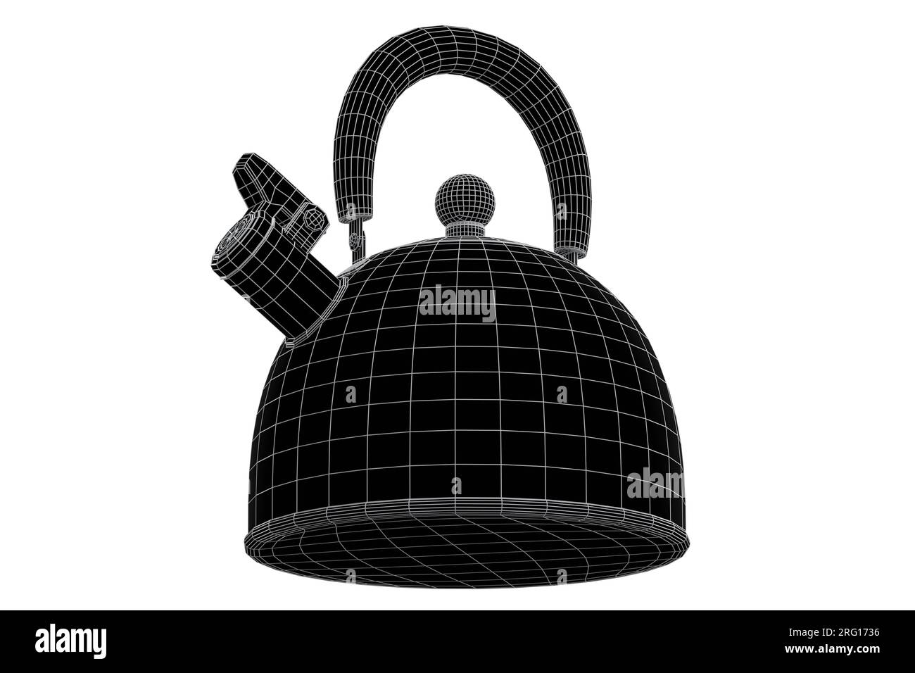 Stovetop kettle with whistle isolated on white background. 3d render ...