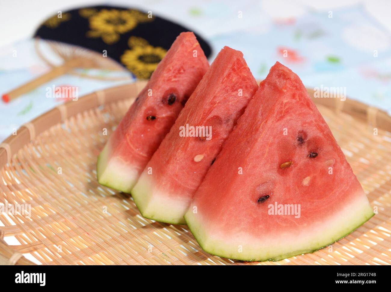 A photo shows watermelon in Chiyoda Ward, Tokyo on August 3, 2023. In ...