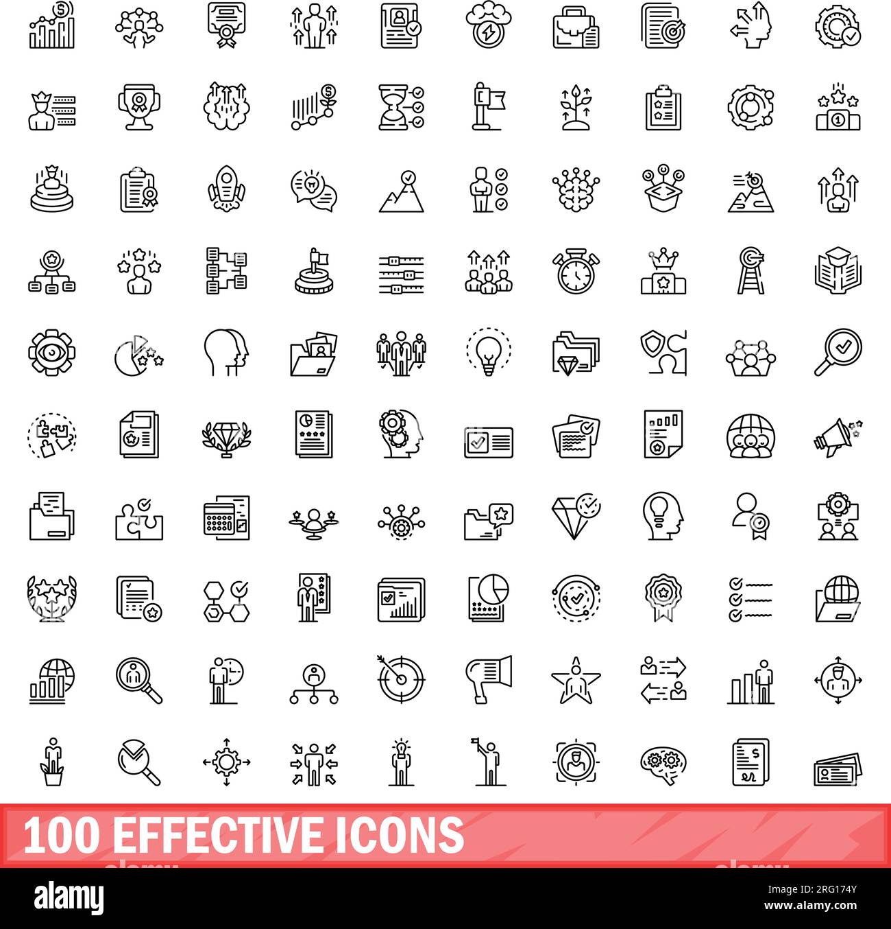 100 effective icons set. Outline illustration of 100 effective icons ...