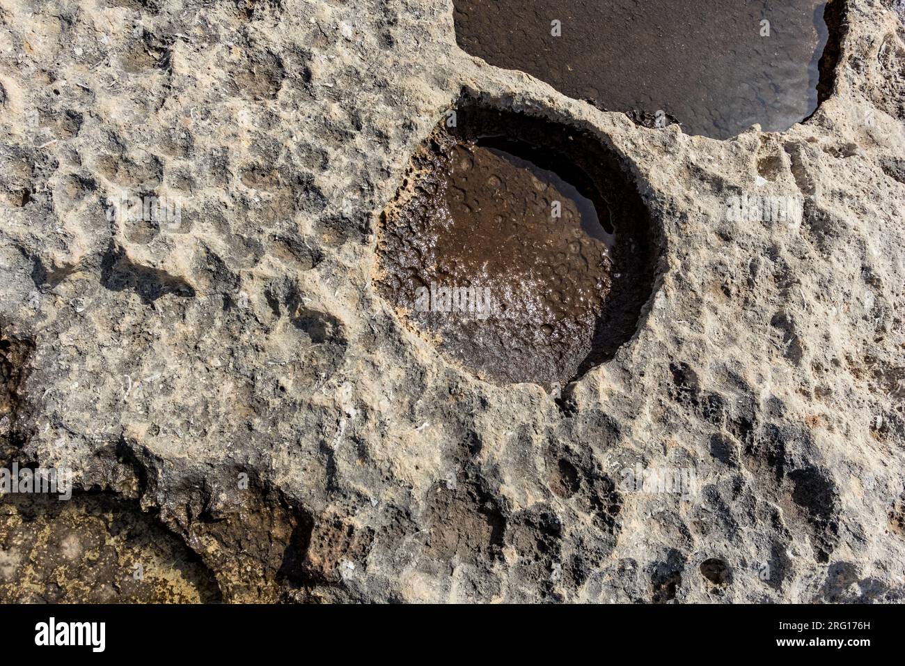 Travel close-up view, Gozo, Malta, stone wall background by the ...