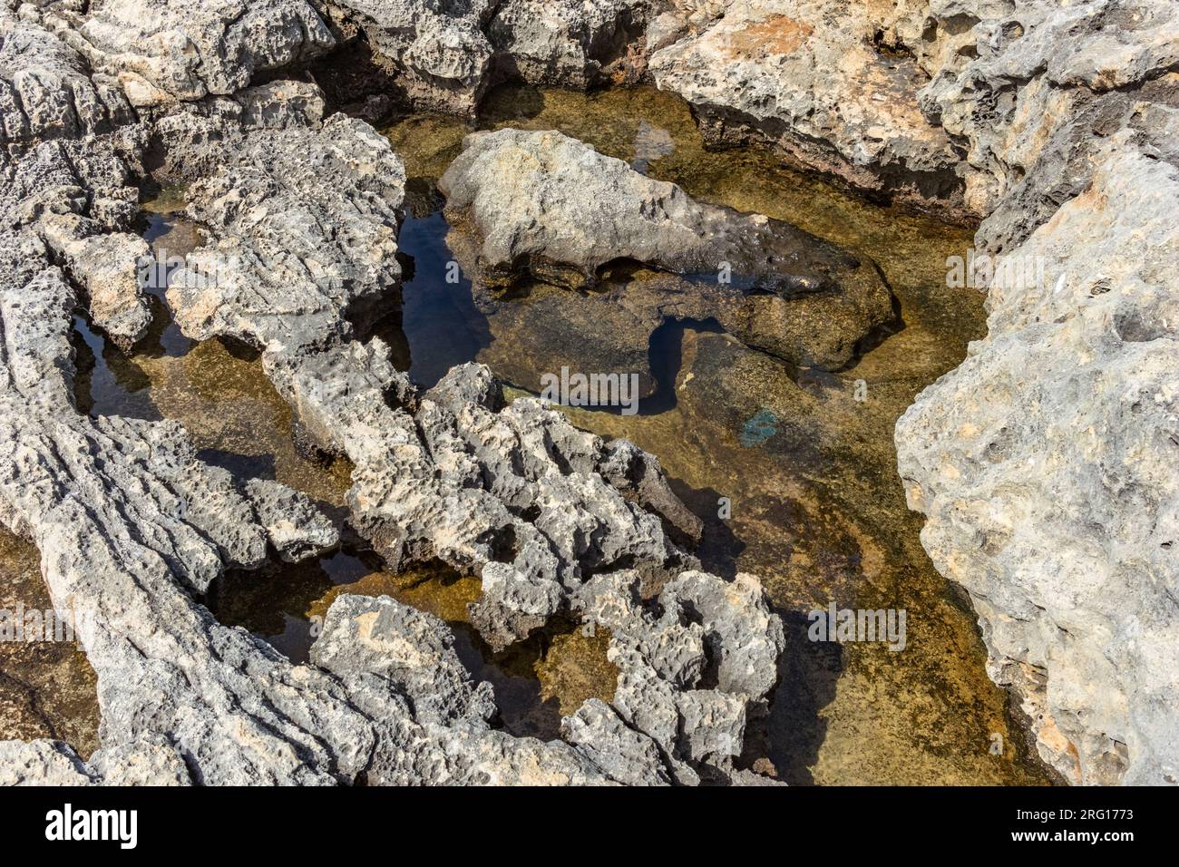 Travel close-up view, Gozo, Malta, stone wall background by the ...