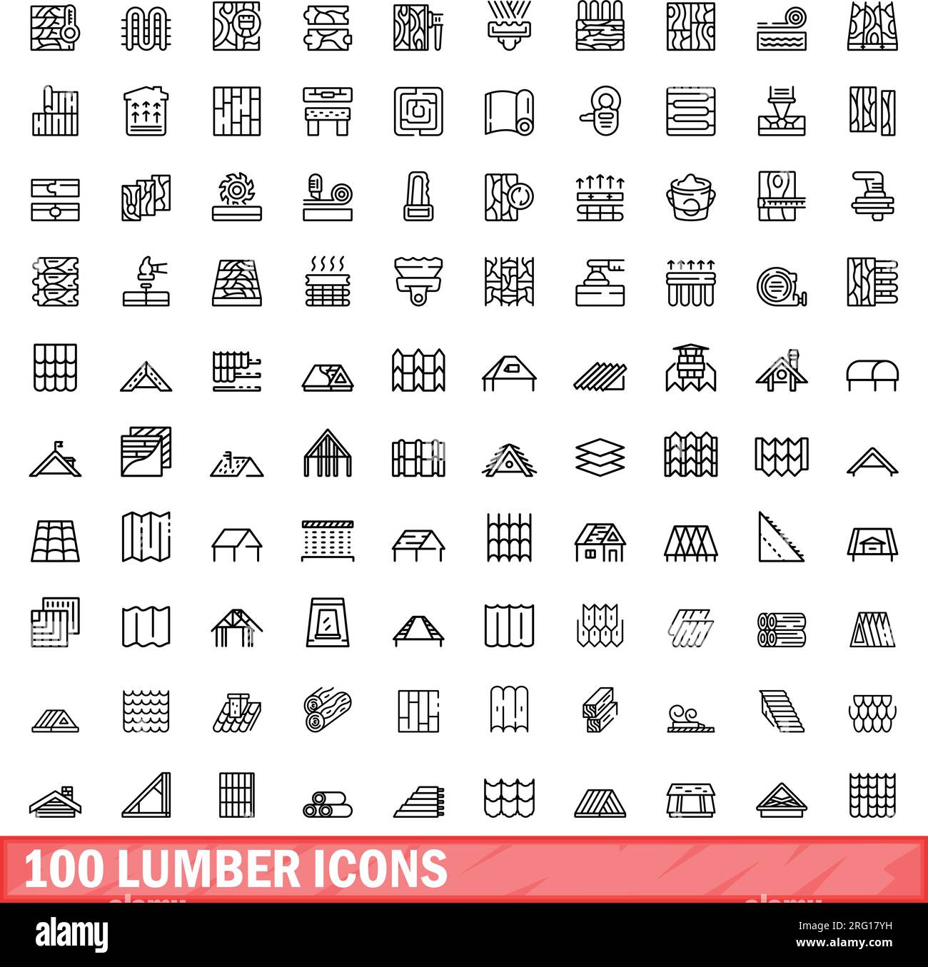 100 lumber icons set. Outline illustration of 100 lumber icons vector ...