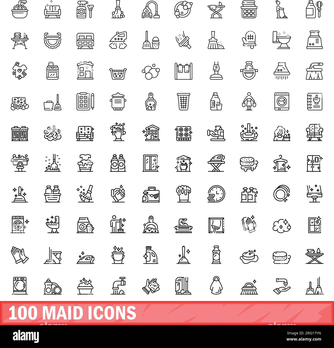 100 maid icons set. Outline illustration of 100 maid icons vector set ...