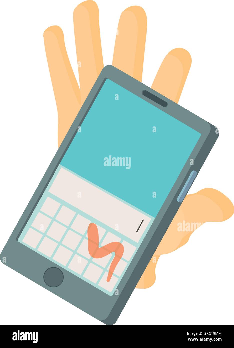 Digital transformation icon isometric vector. Smartphone and human palm ...