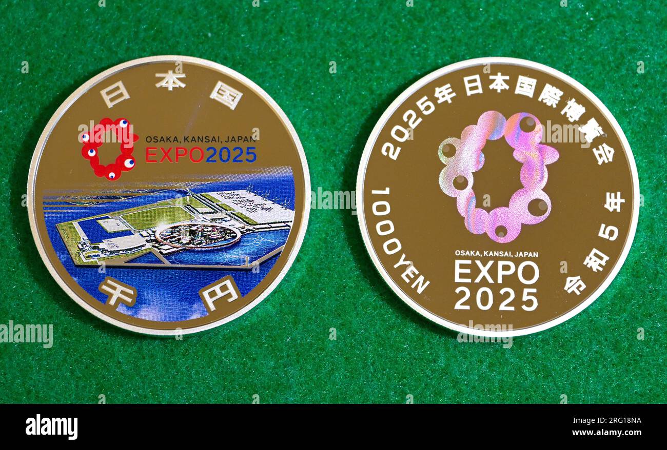 Commemorative Coin for Expo 2025 Osaka, Kansai are pictured at Japan ...