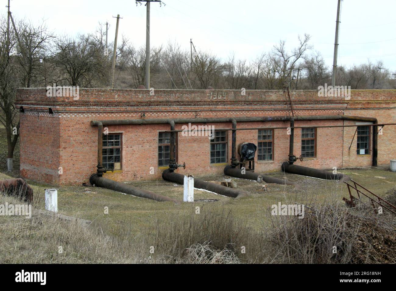 The building of the gas distribution point in the village Stock Photo ...