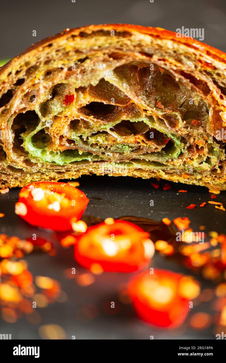 Homemade Tri-colour croissant with Jalapeno, birds eye and cayenne ...