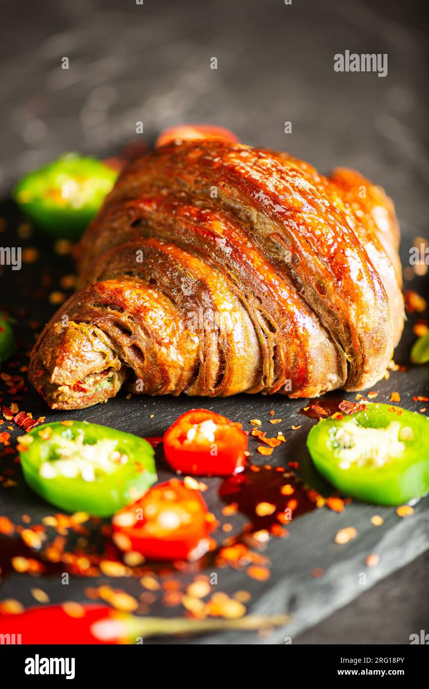 Homemade Tri-colour croissant with Jalapeno, birds eye and cayenne ...