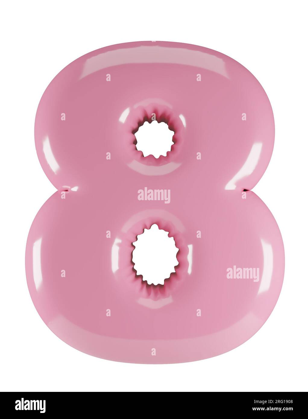 Inflated glossy pink eight number illustration. 3D render of latex ...