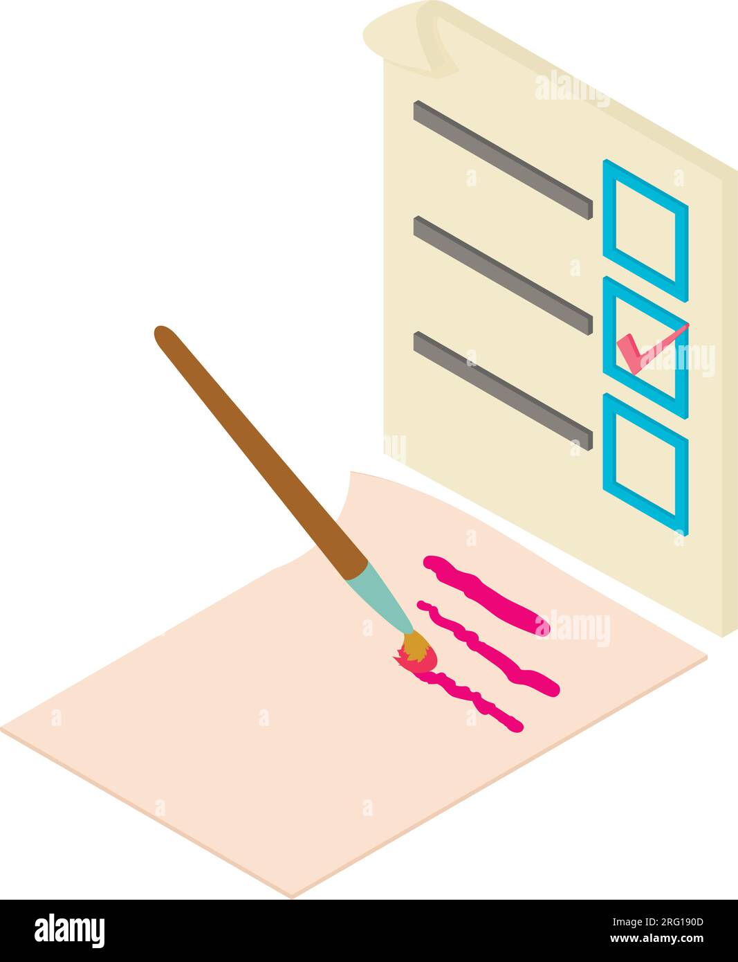 Offline election icon isometric vector. Ballot with checkmark and sheet ...