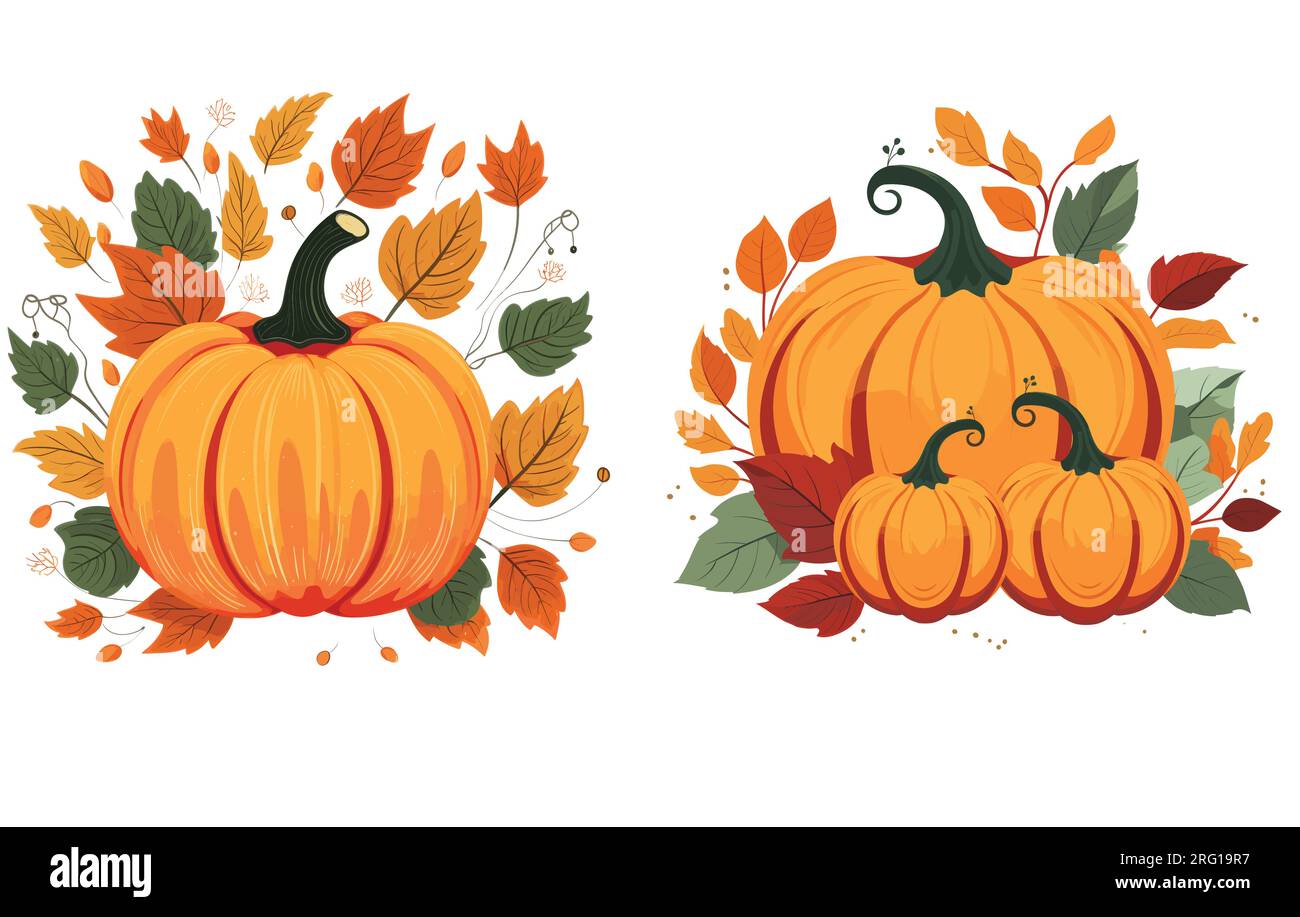Fall Leaves And Pumpkins Clip Art