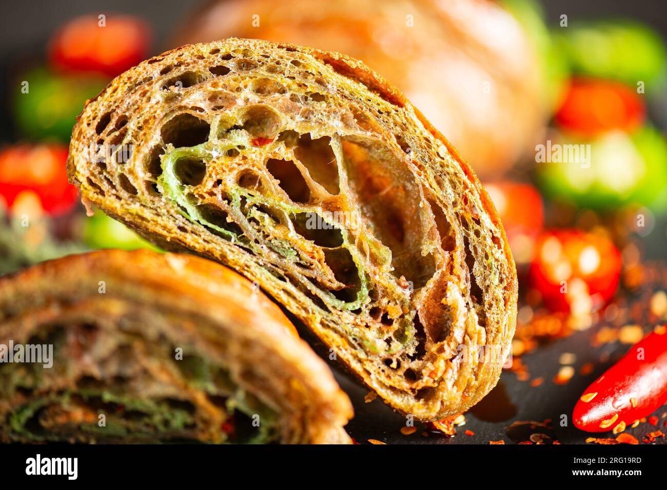 Homemade Tri-colour croissant with Jalapeno, birds eye and cayenne ...