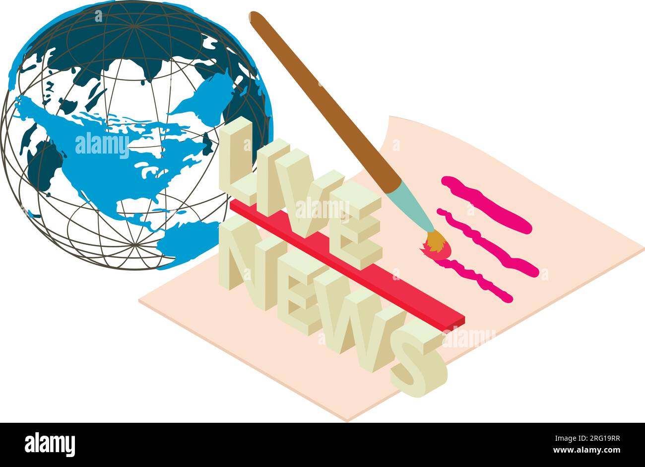 Life stream icon isometric vector. Live news lettering and paper sheet ...