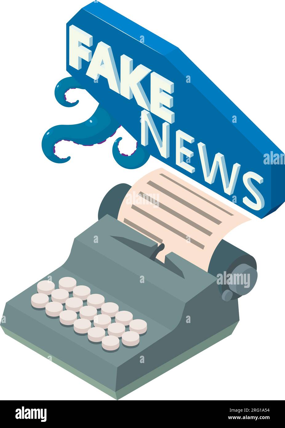 Fake news icon isometric vector. Fake news lettering and retro ...