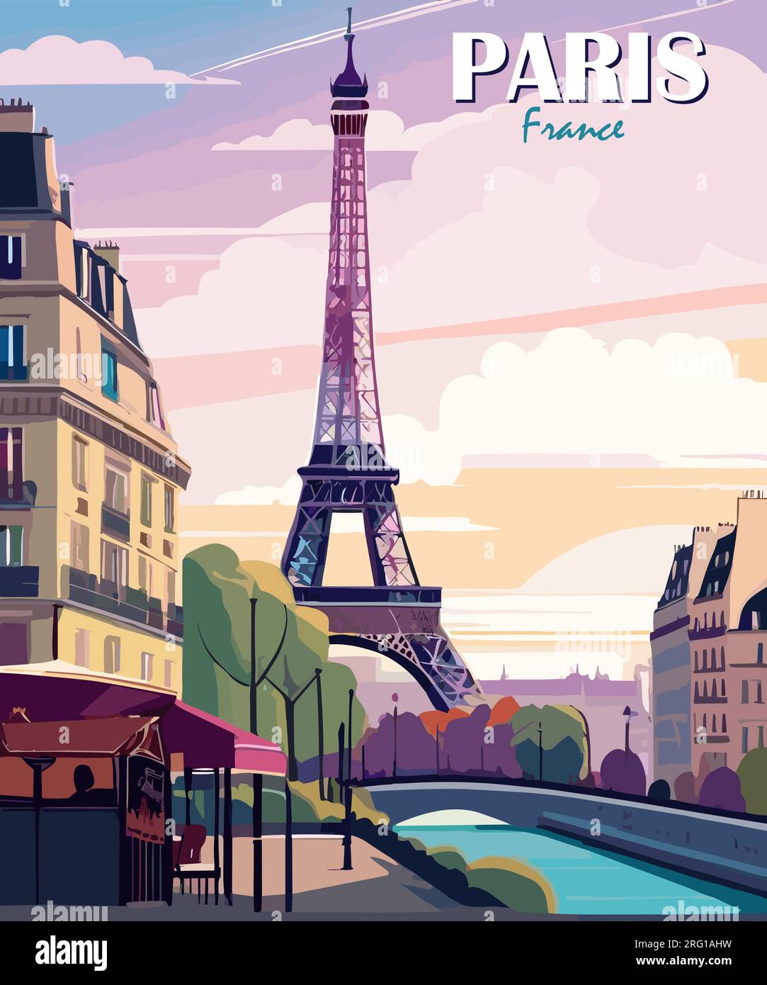 Paris, France Travel Destination Poster vector art Stock Vector Image & Art - Alamy