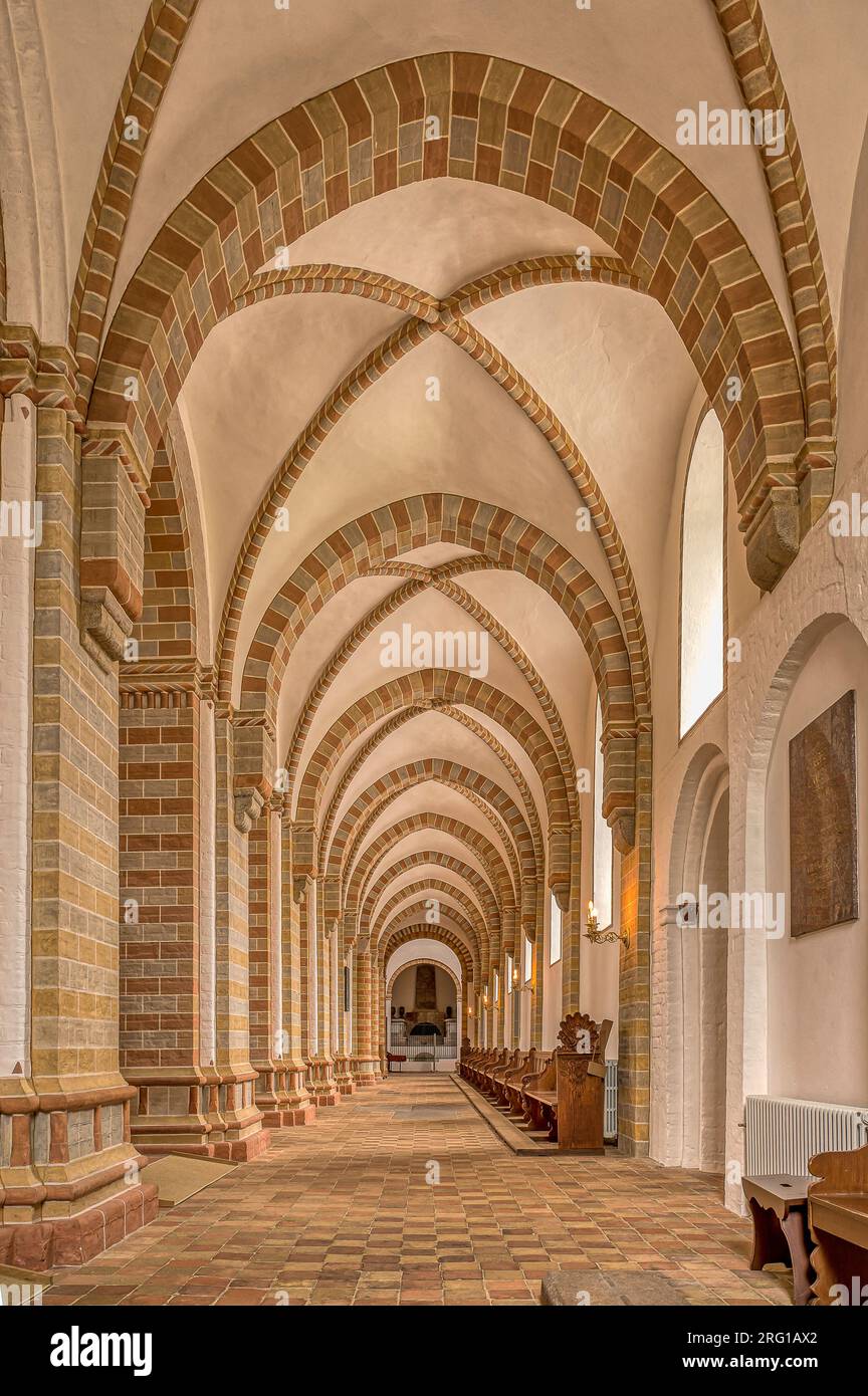 red brick vaults over the aisle in the Sorø Abbey Church, Denmark, Jyly ...