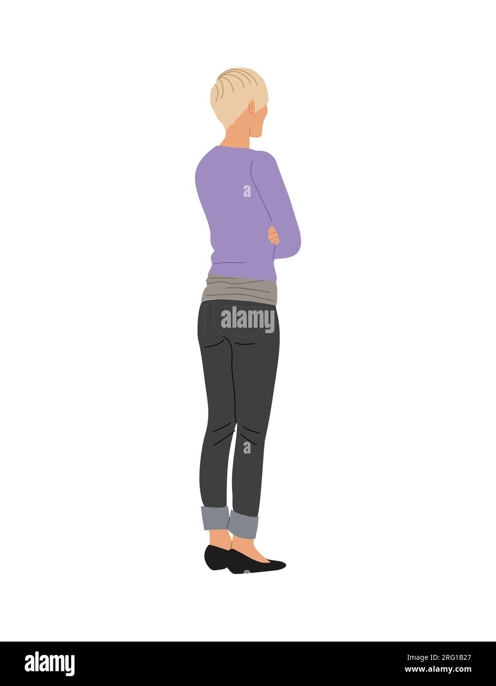 Young woman Standing Back View vector isolated Stock Vector Image & Art ...