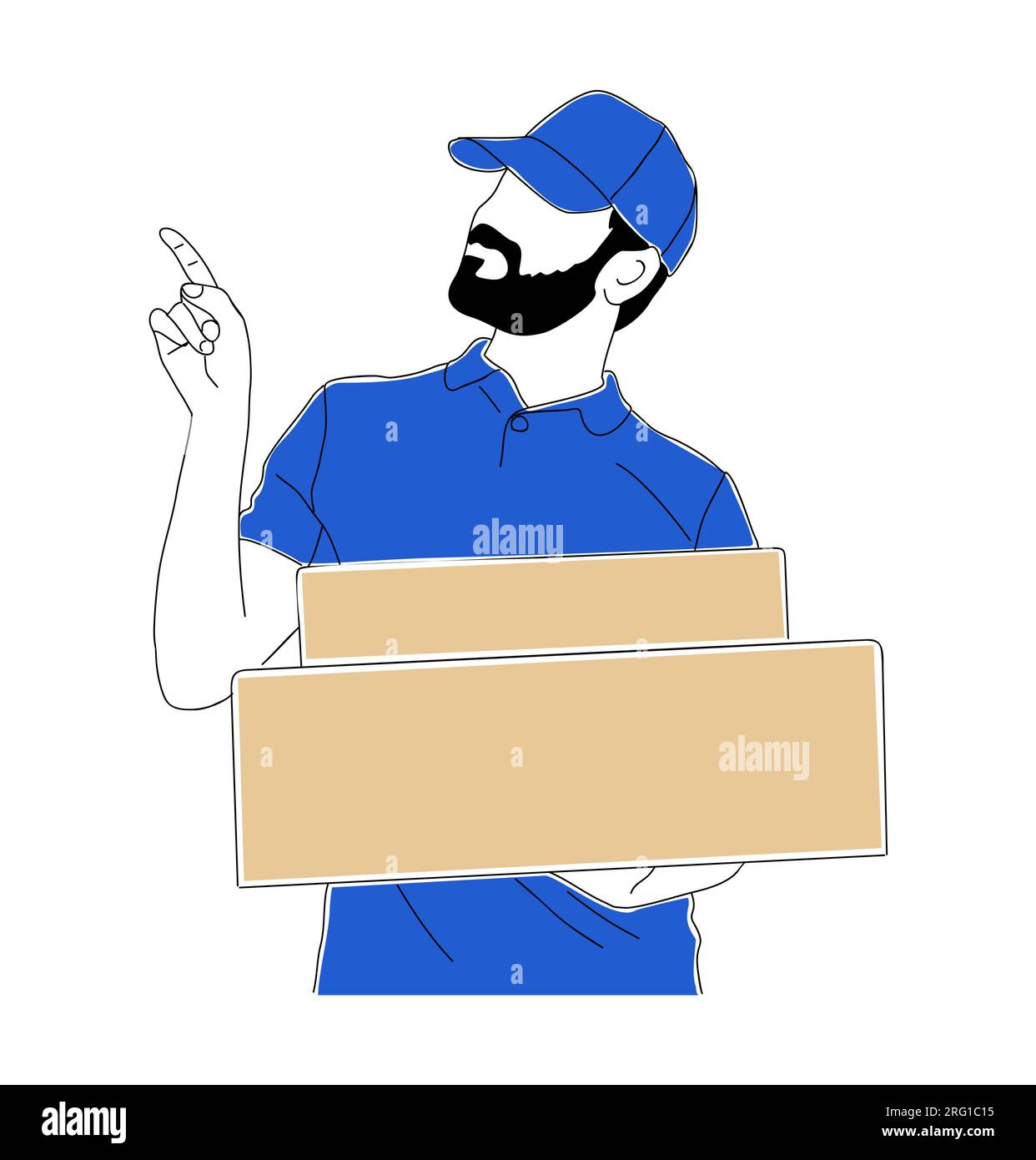 Delivery Man holding craft boxes with order vector Stock Vector Image ...