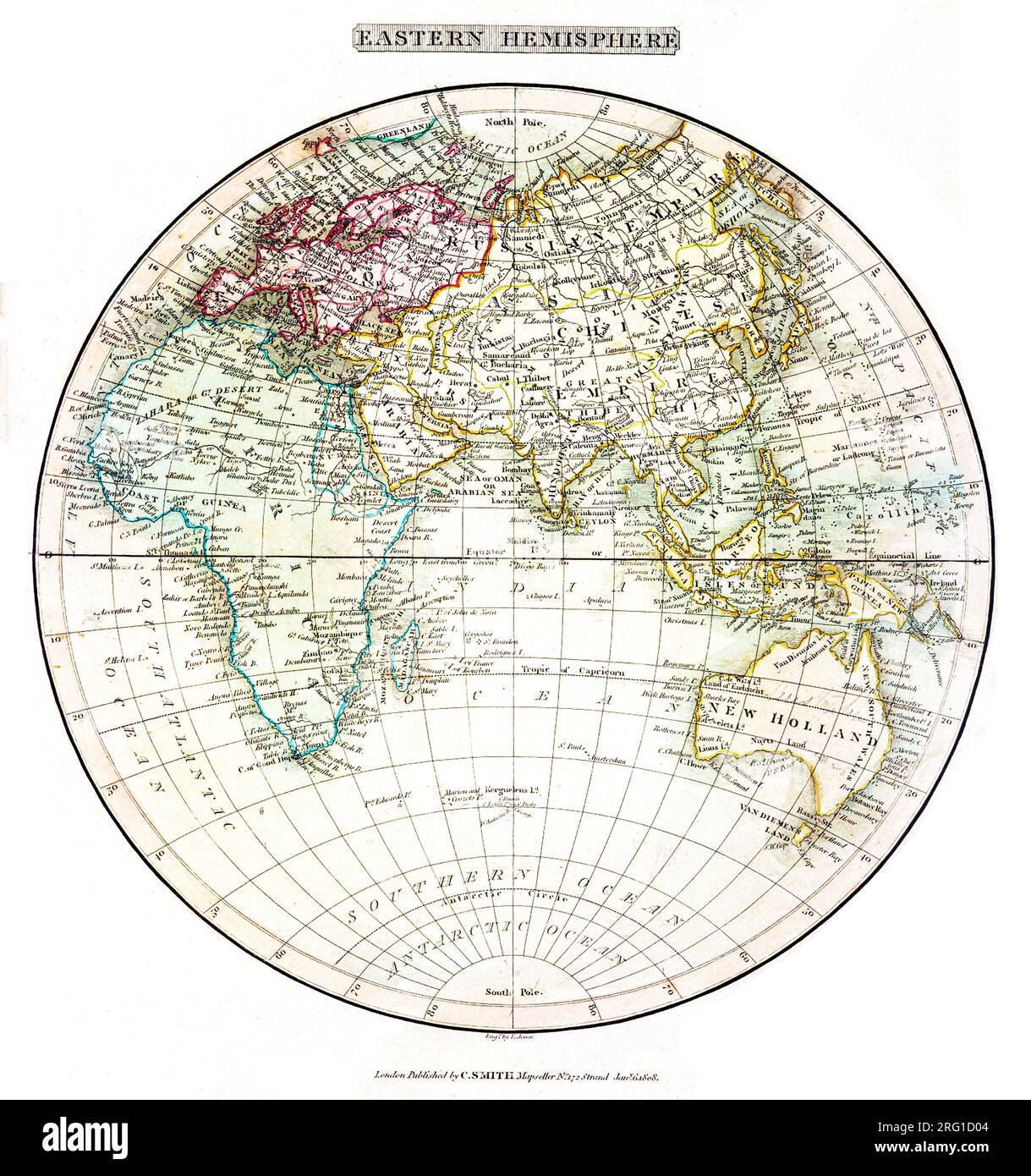Eastern Hemisphere (1808) by C. Smith. Original from The Beinecke Rare ...