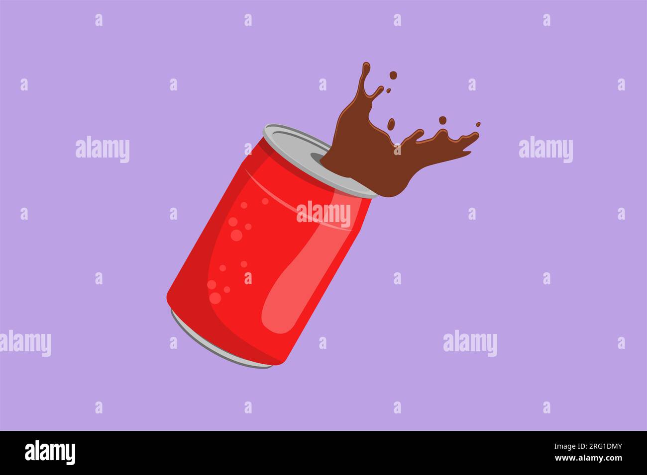 Cartoon flat style drawing cola splashing out of a aluminum can logo ...