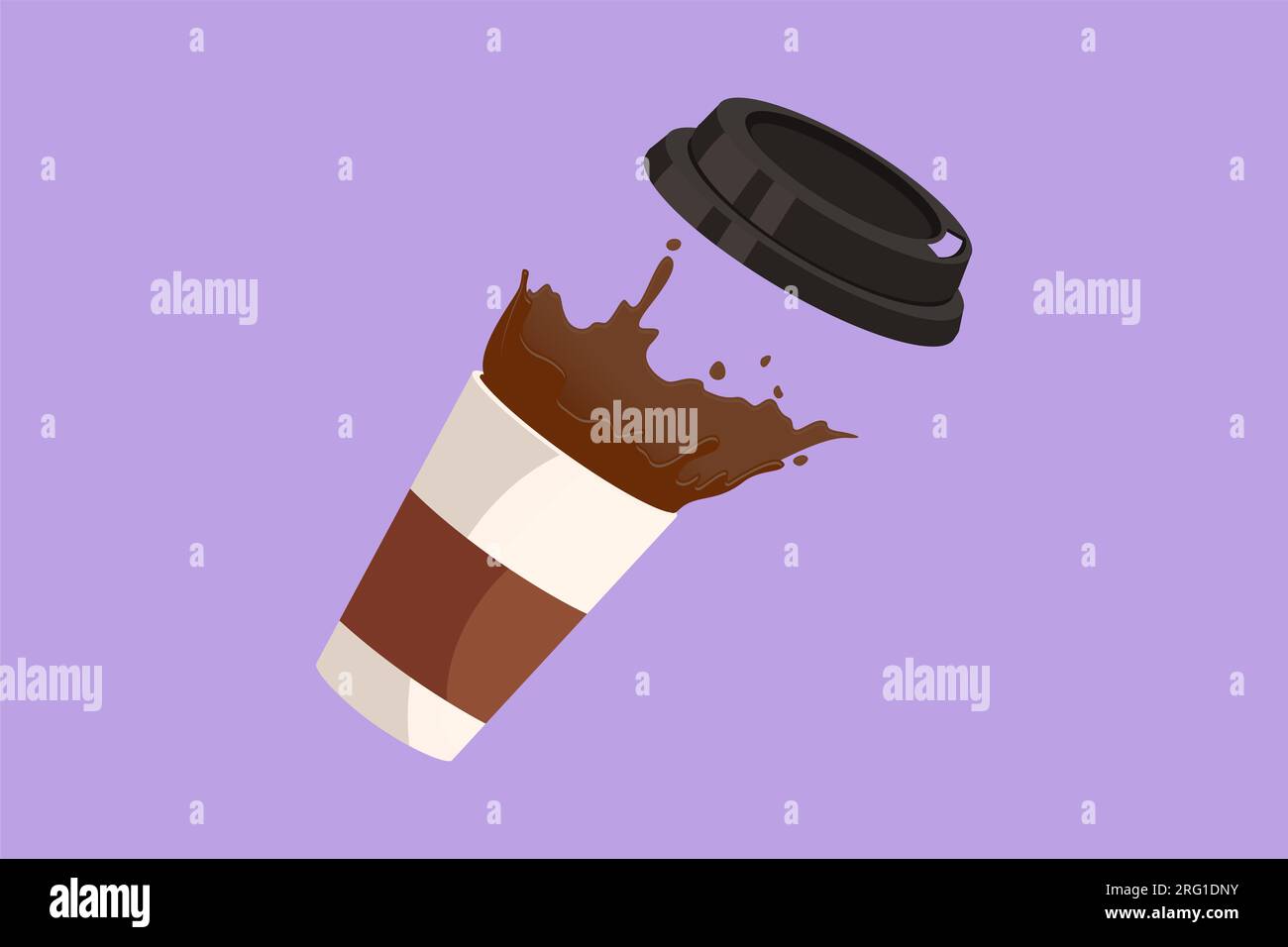 Character flat drawing falling disposable paper cup with coffee splash ...