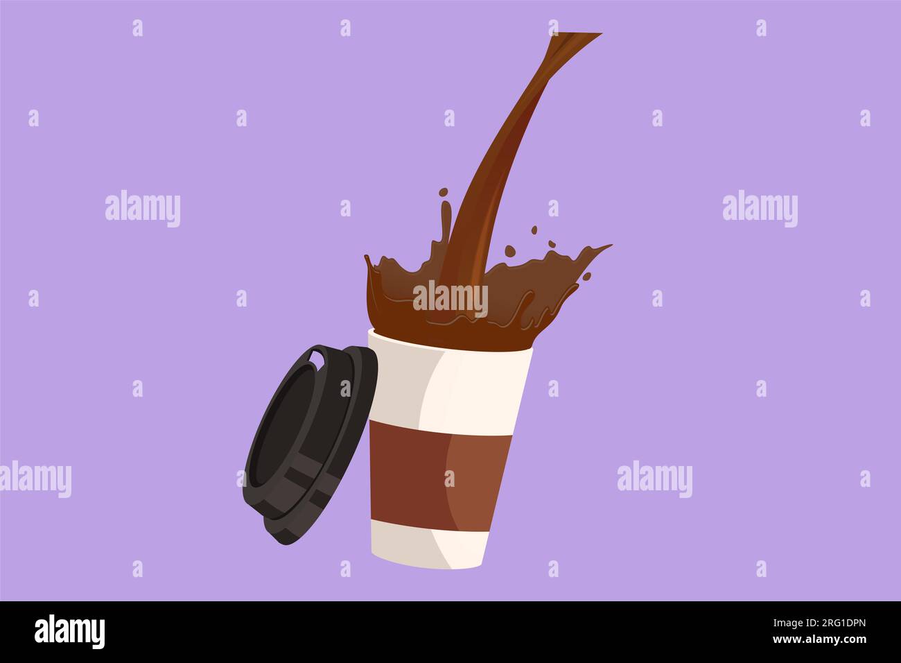 Character flat drawing of pouring coffee into paper cup causing splash ...