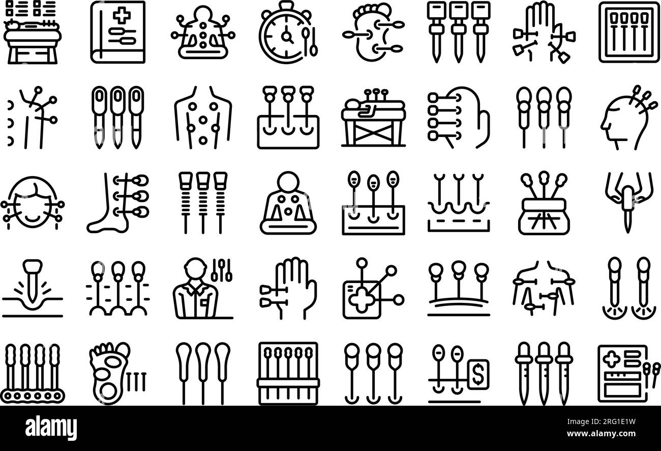 Acupuncture icons set outline vector. Meridian body. Live point Stock Vector Image & Art - Alamy