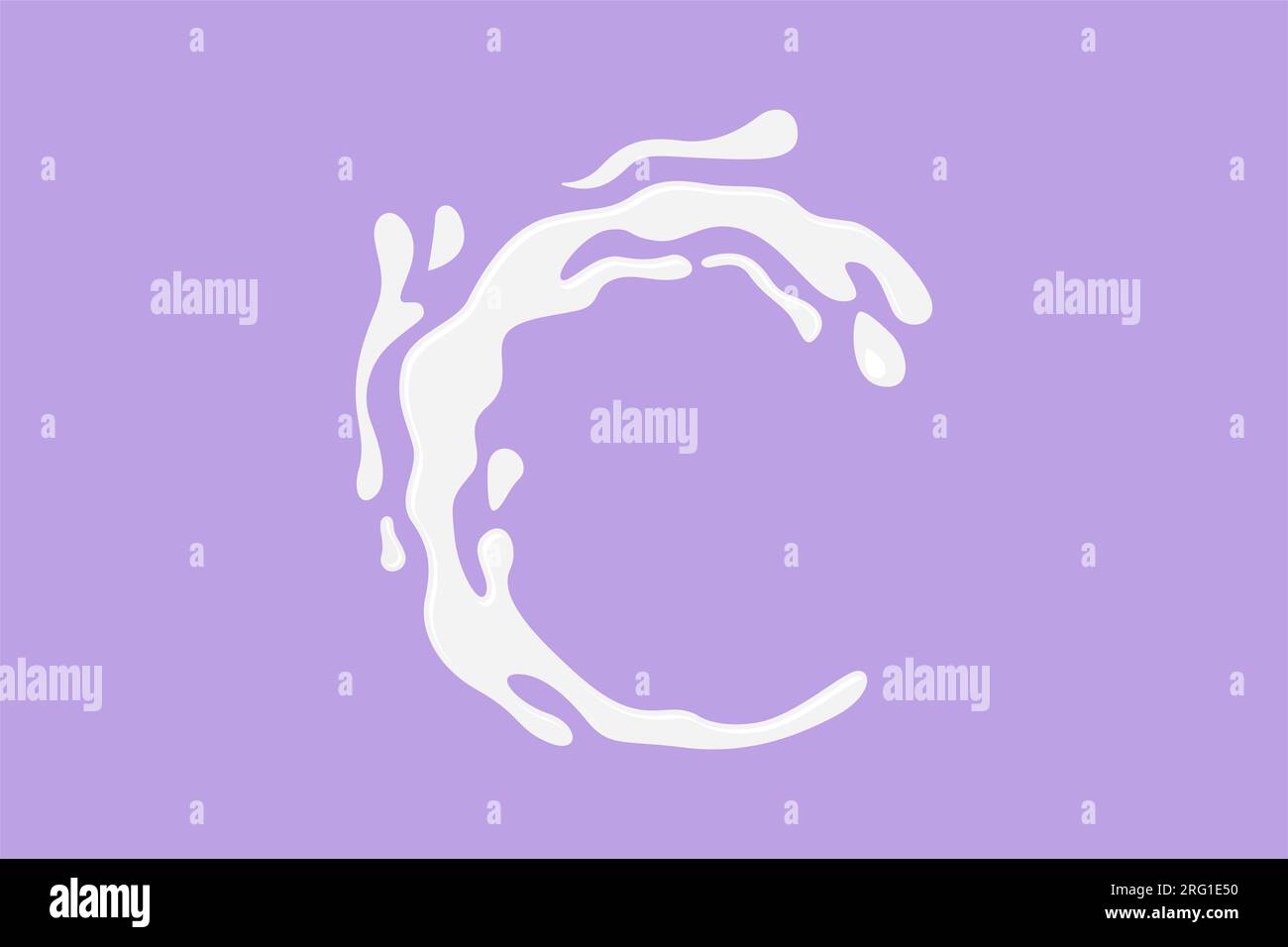 Cartoon flat style drawing circle made of water splashes. Ring closeup ...