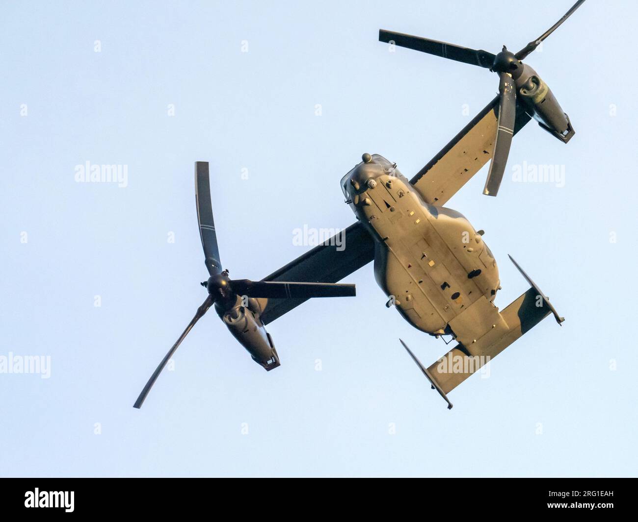 An Osprey a vertical take off and landing military plane flying over ...