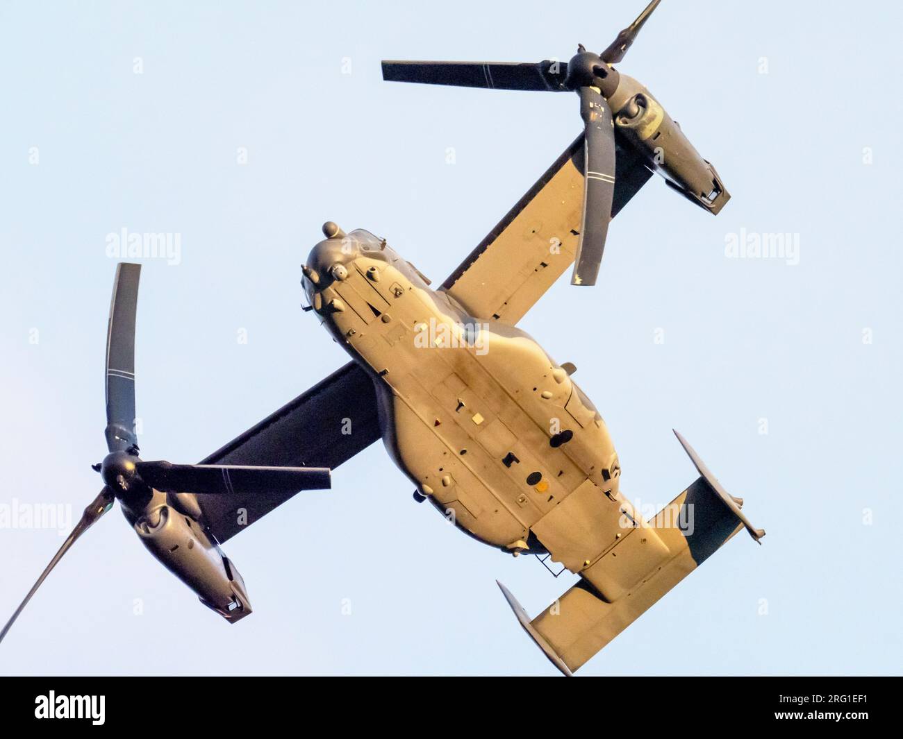 An Osprey a vertical take off and landing military plane flying over ...