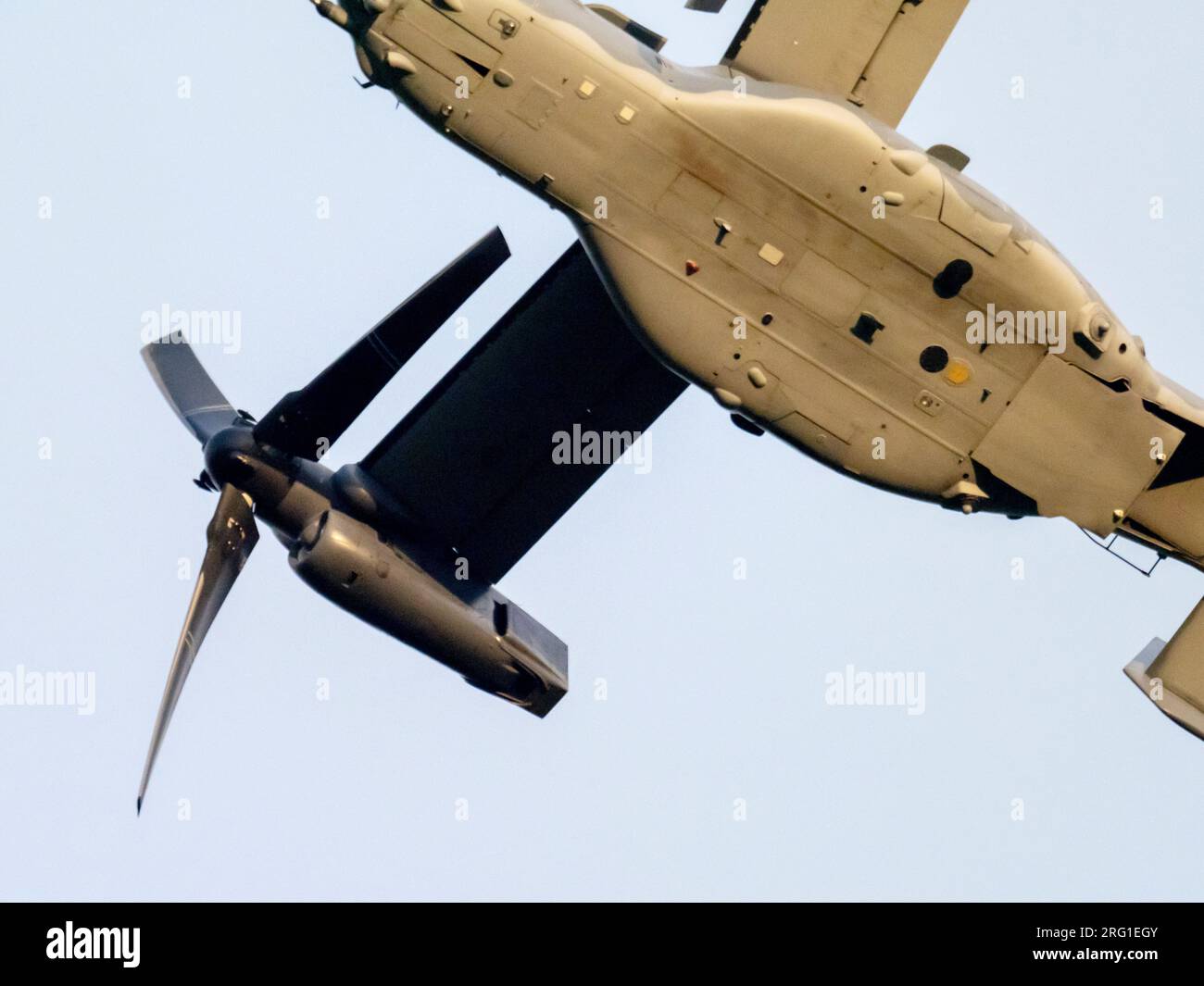 An Osprey a vertical take off and landing military plane flying over ...