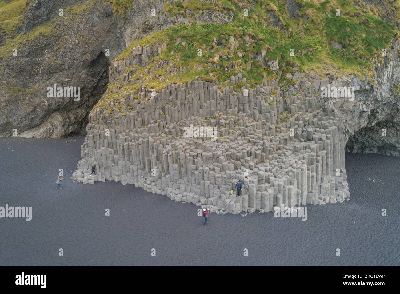Basalt columns of Reynisfjara from aerial view Stock Photo - Alamy