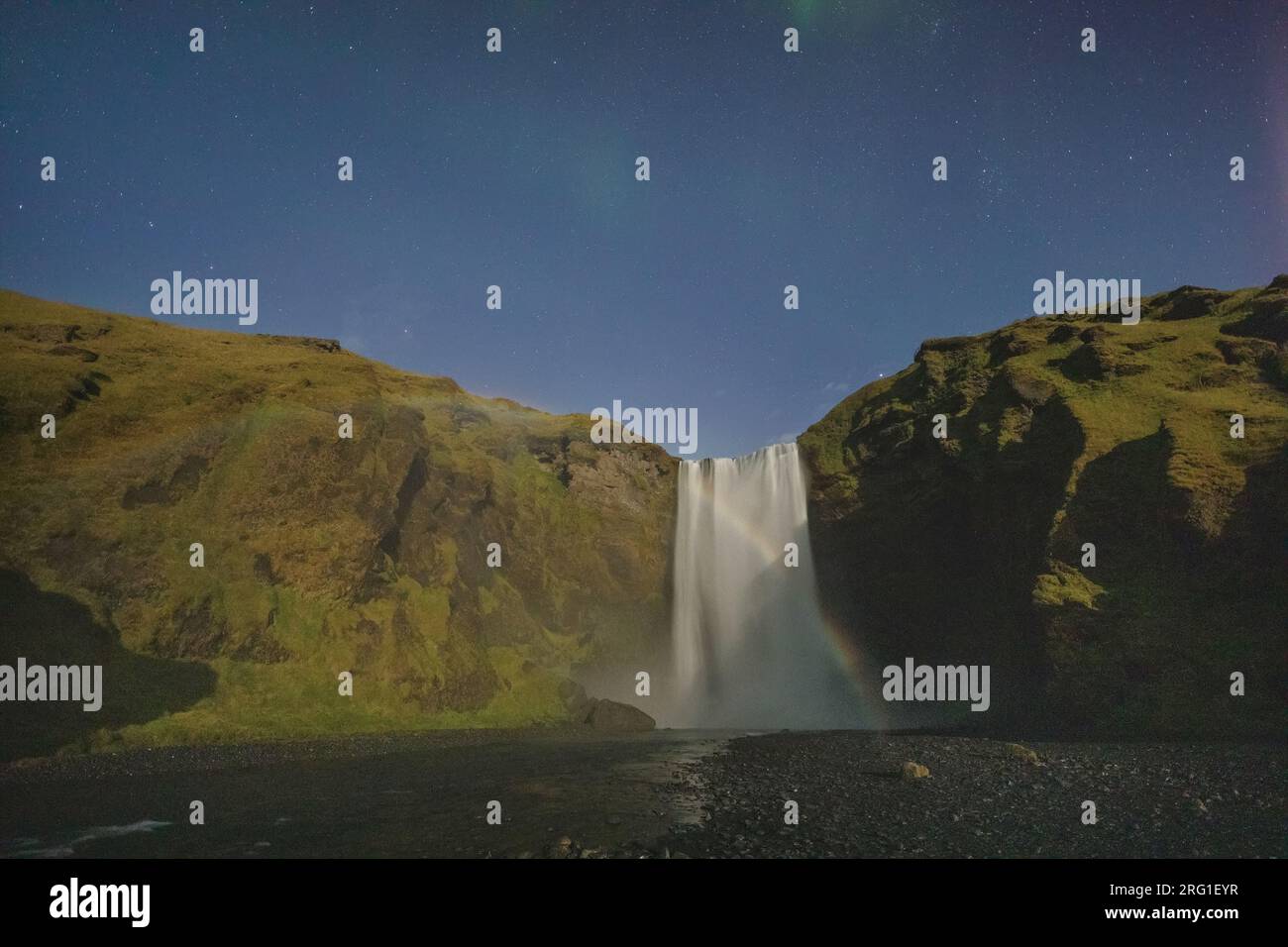 Moon Rainbow over Skofagoss waterfall Stock Photo - Alamy