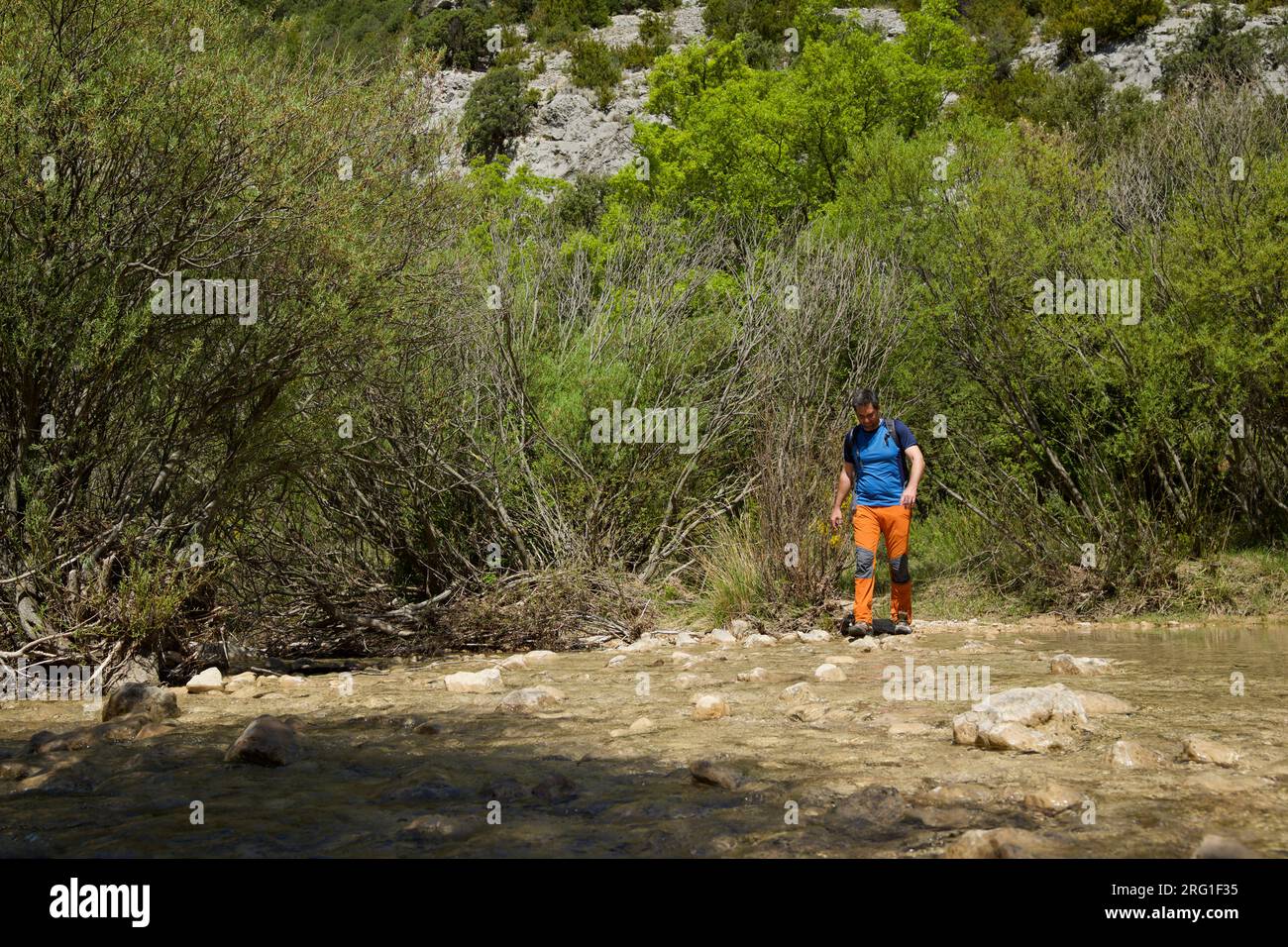 Hiking in Mascun Ravine in Guara Mountains Stock Photo - Alamy