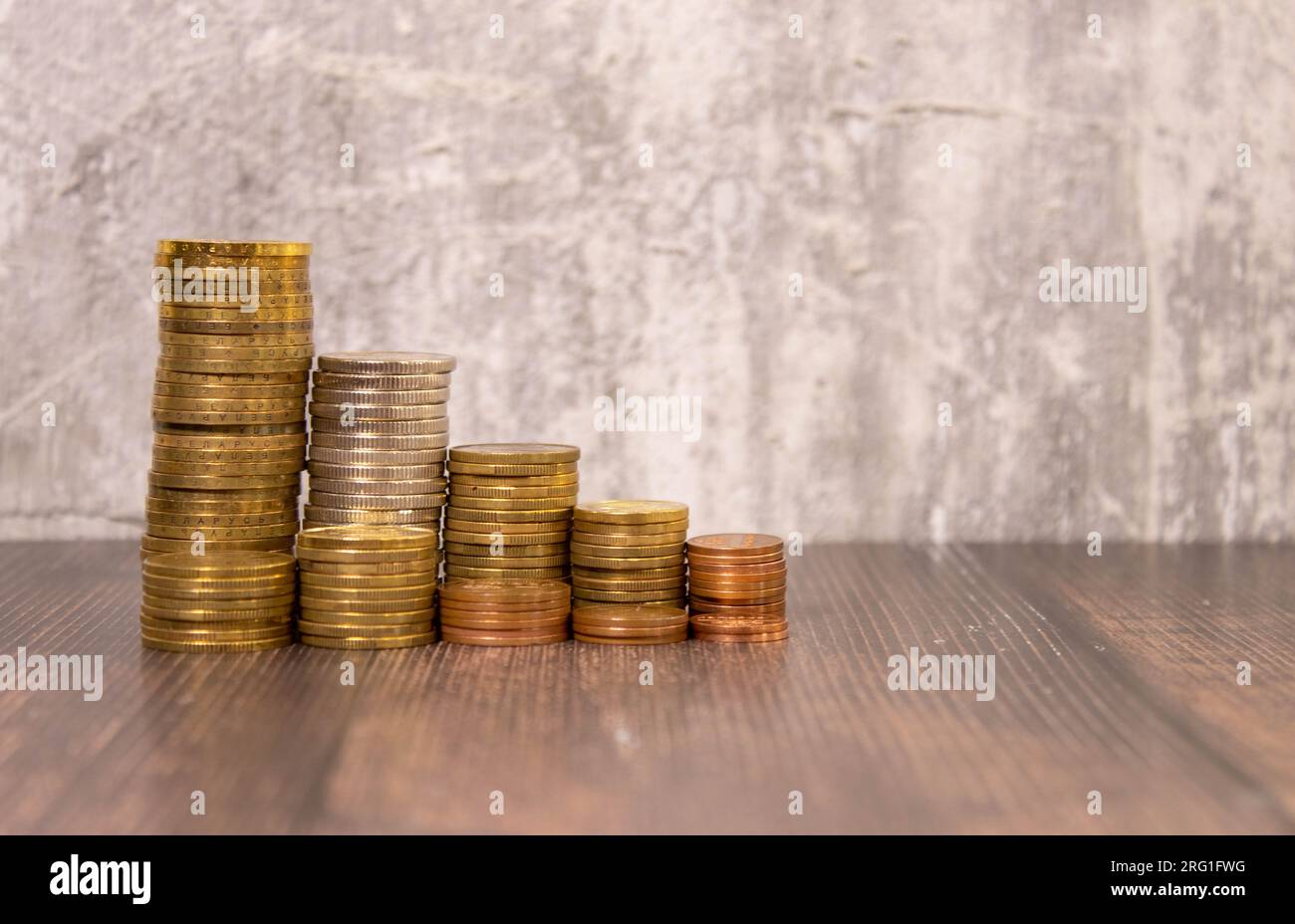 stairs of gold coins staircase success white background Stock Photo - Alamy