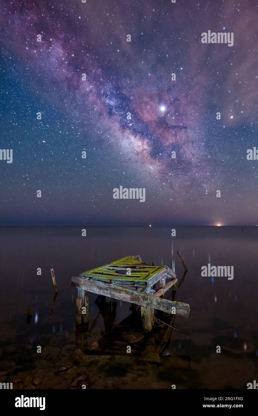Milky way over boat hi-res stock photography and images - Alamy