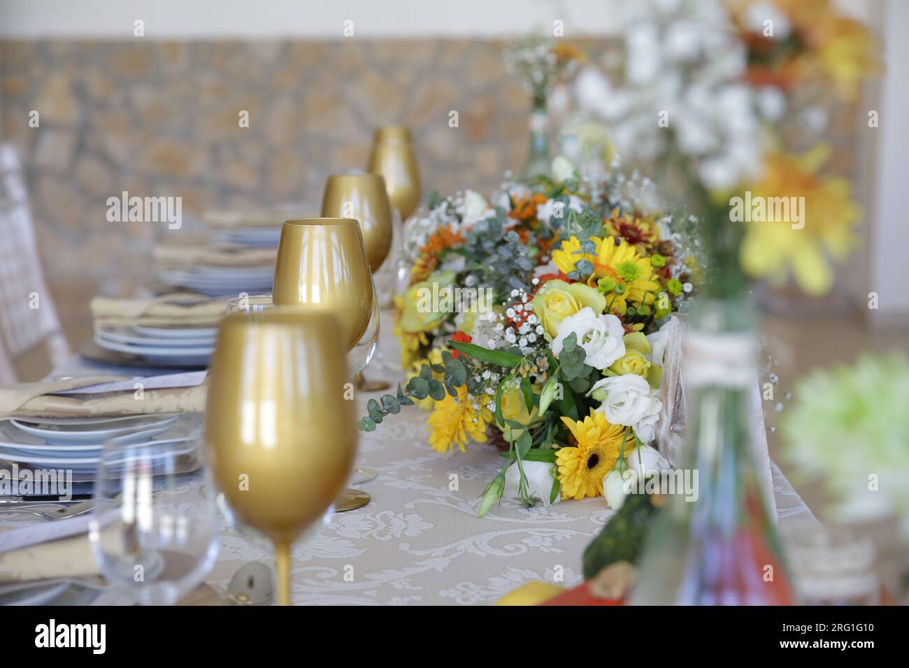 Elegant Party table set for events and weddings. Luxury cutlery and ...