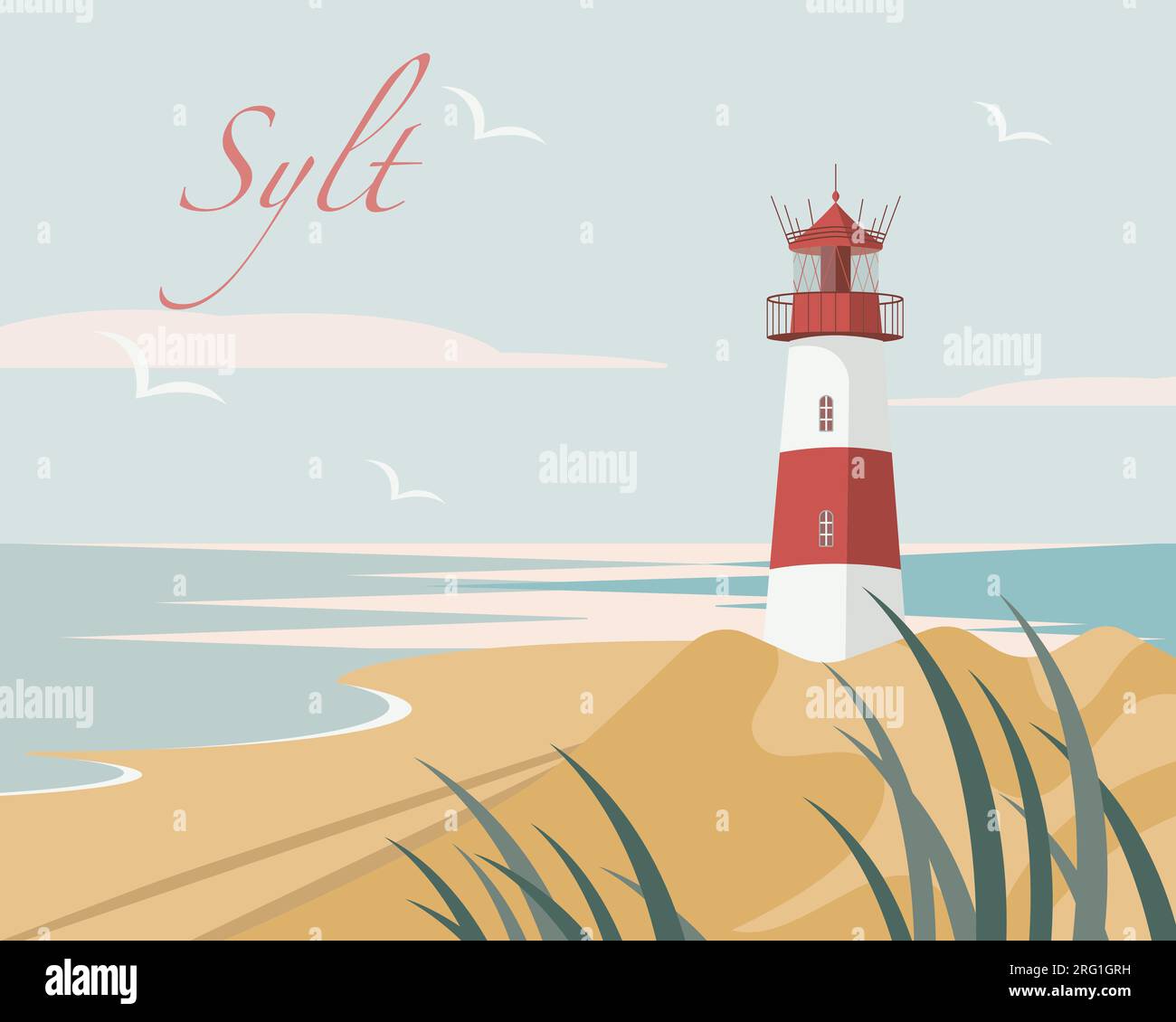 Island of Sylt in northern Germany. Maritime landscape with lighthouse ...