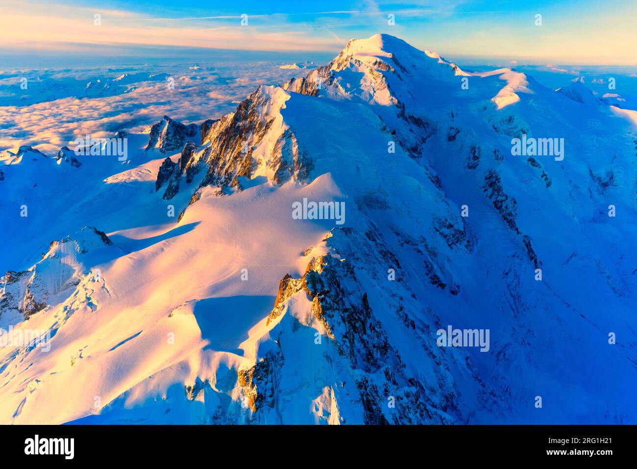 Aerial view of Aiguille Du Midi and Mont Blanc, Chamonix, France Stock Photo - Alamy